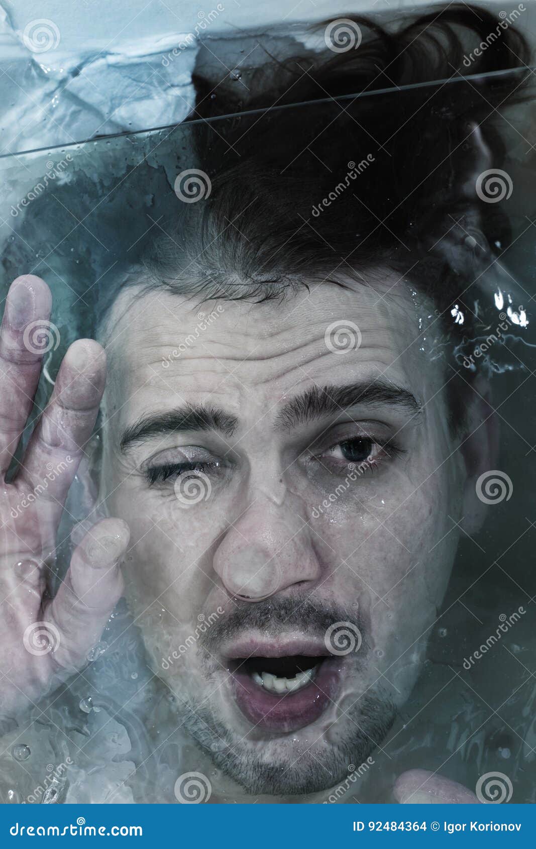 Young Man Sinking in the Water Stock Photo - Image of concepts, despair ...