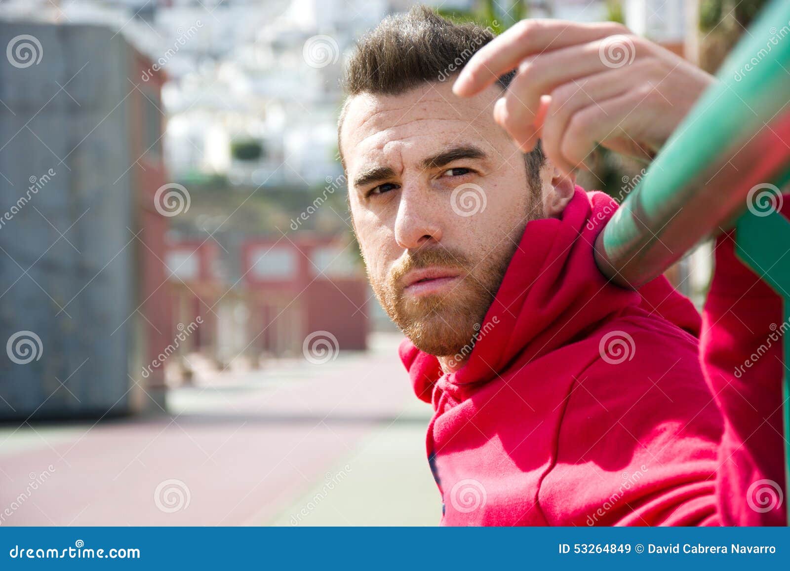 Young Man Sitting after Exercise Stock Image - Image of track, outdoor ...