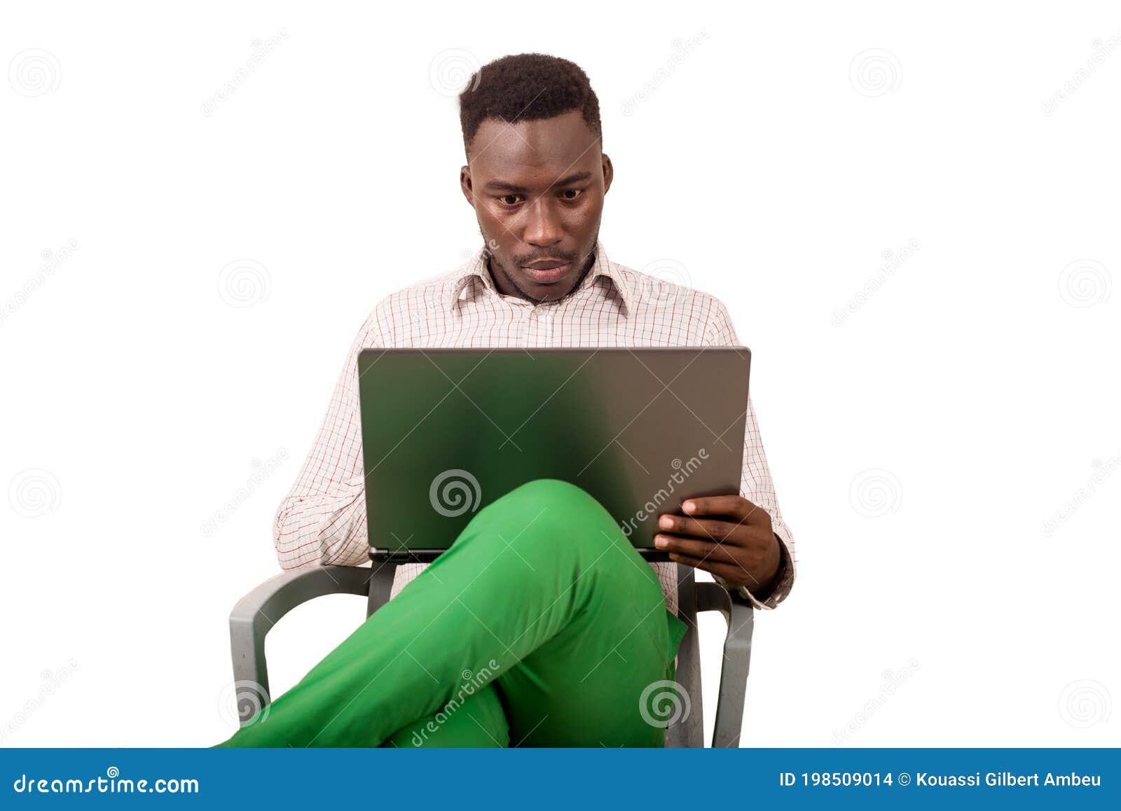 Young Man Sitting with Laptop Stock Photo - Image of navigation ...