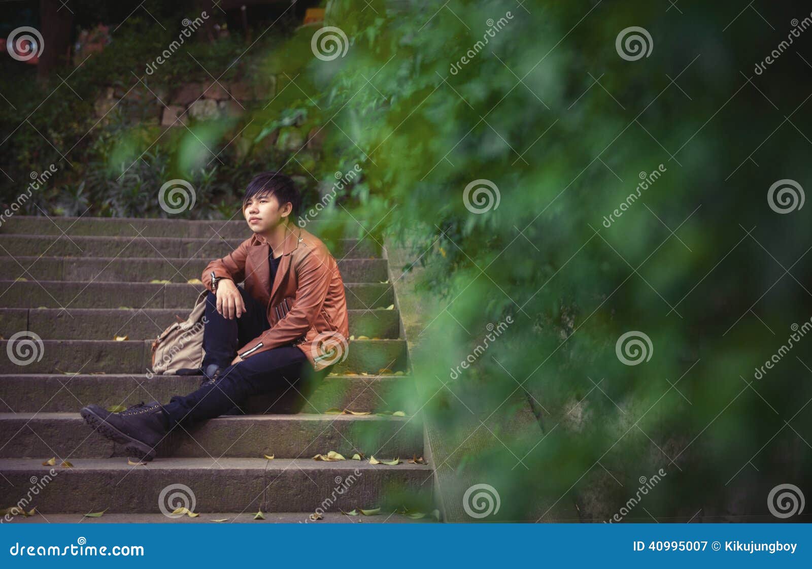 Young Man Sitting, Loneliness, among the Nature Stock Image - Image of ...