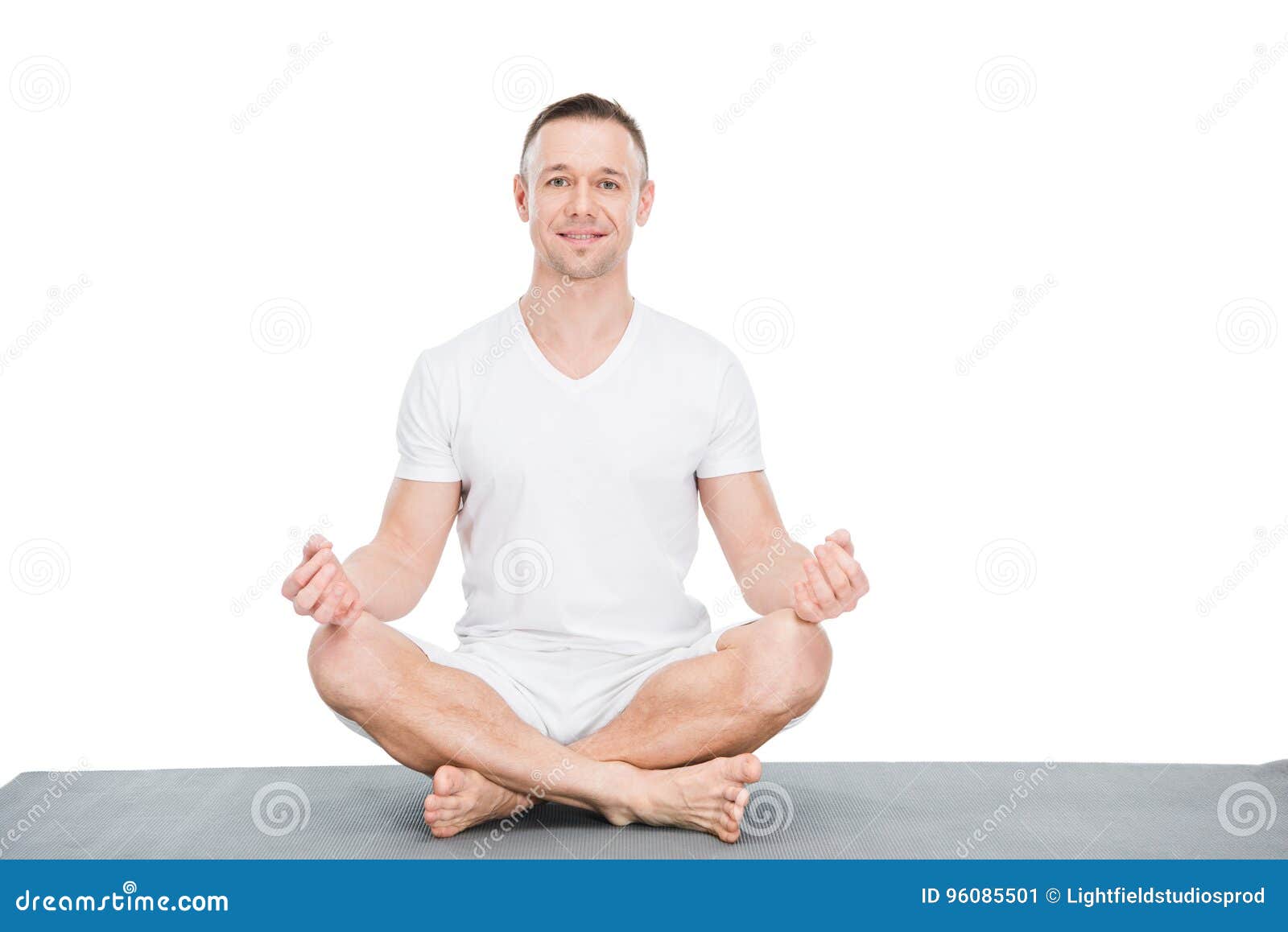 Young Man Sitting in Lotus Position and Looking at Camera Stock Image ...