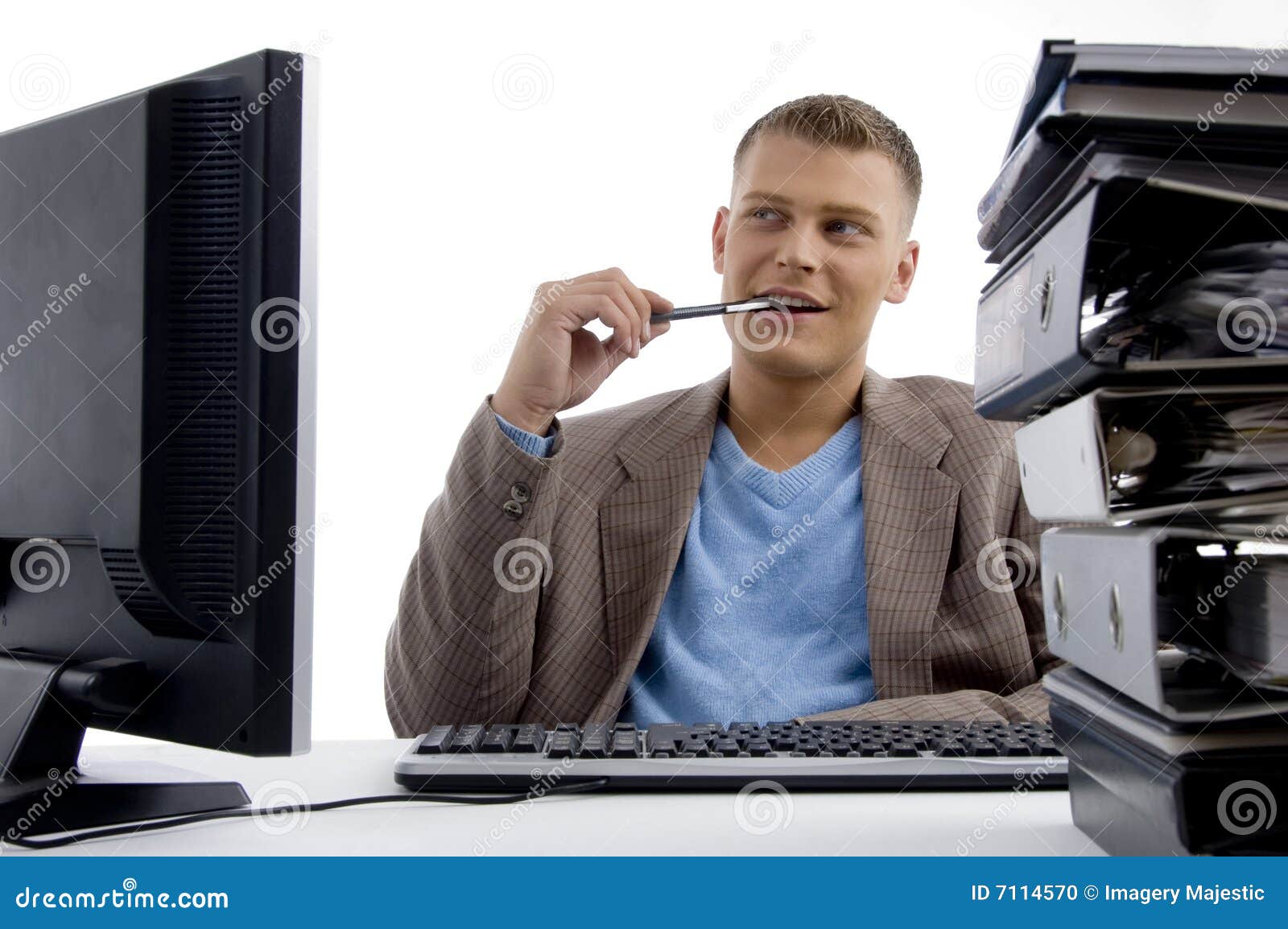 Young Man Sitting in Office Stock Photo - Image of corporate, file: 7114570