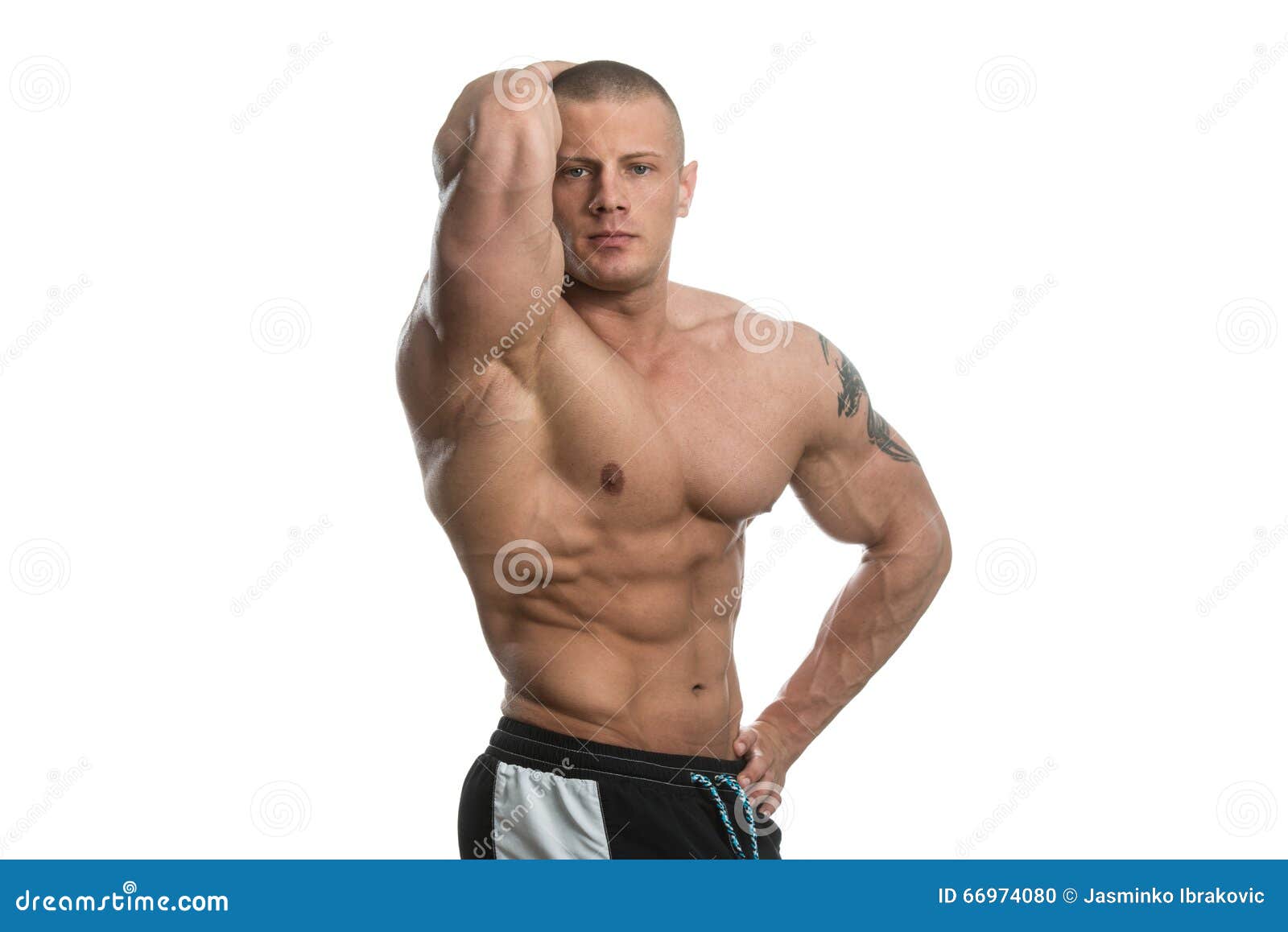 Young Man with Six Pack Over White Background Stock Photo - Image of ...