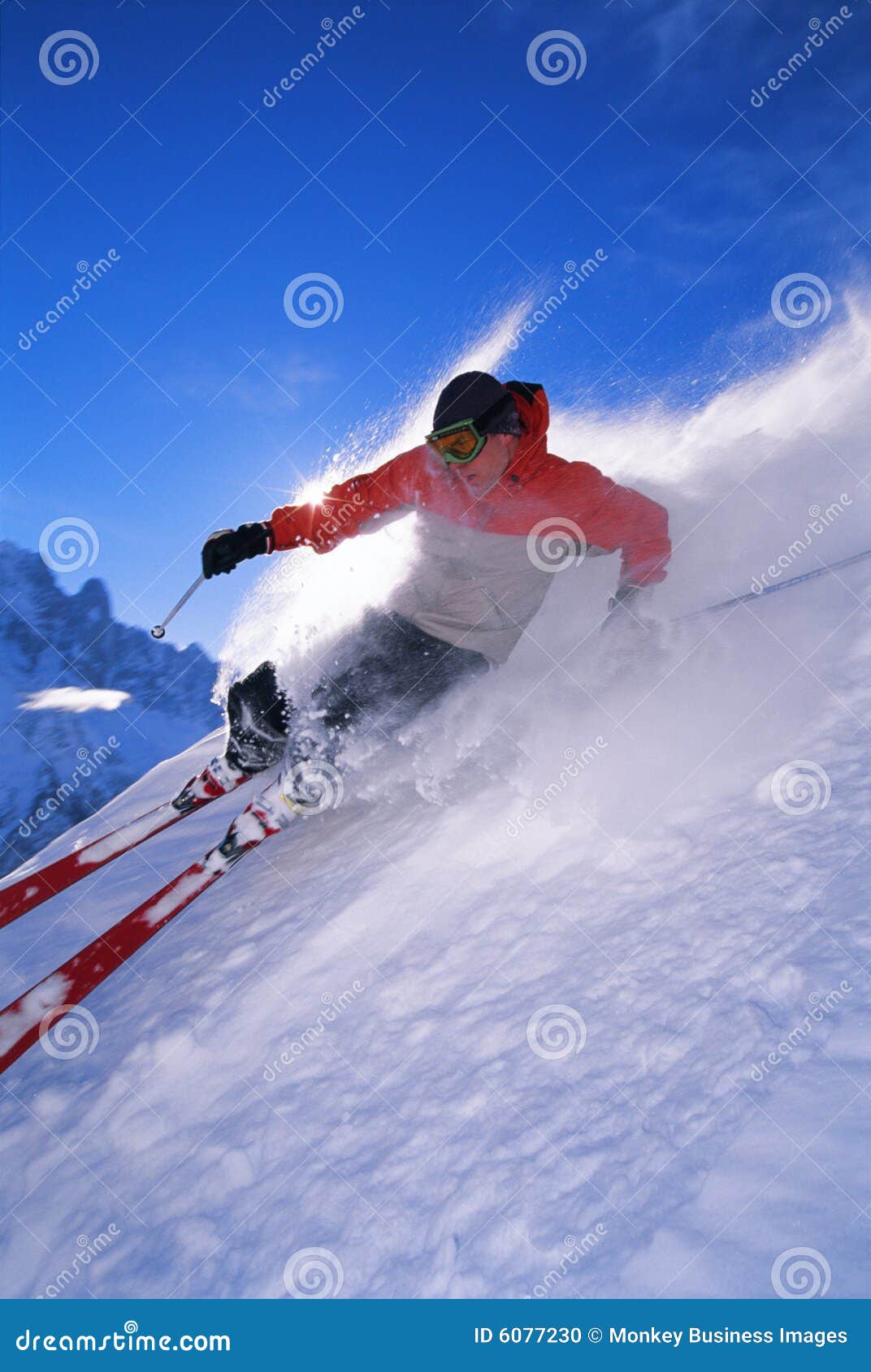 Young man skiing stock photo. Image of copy, slope, person - 6077230