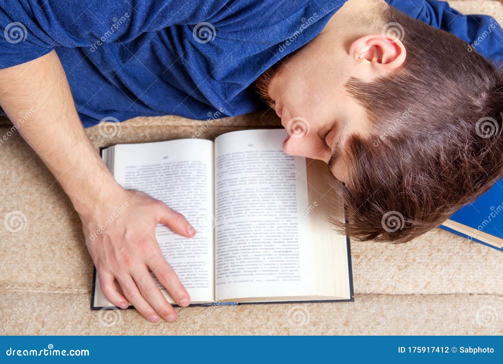 Young Man Sleep with a Book Stock Photo - Image of lassitude, reader ...