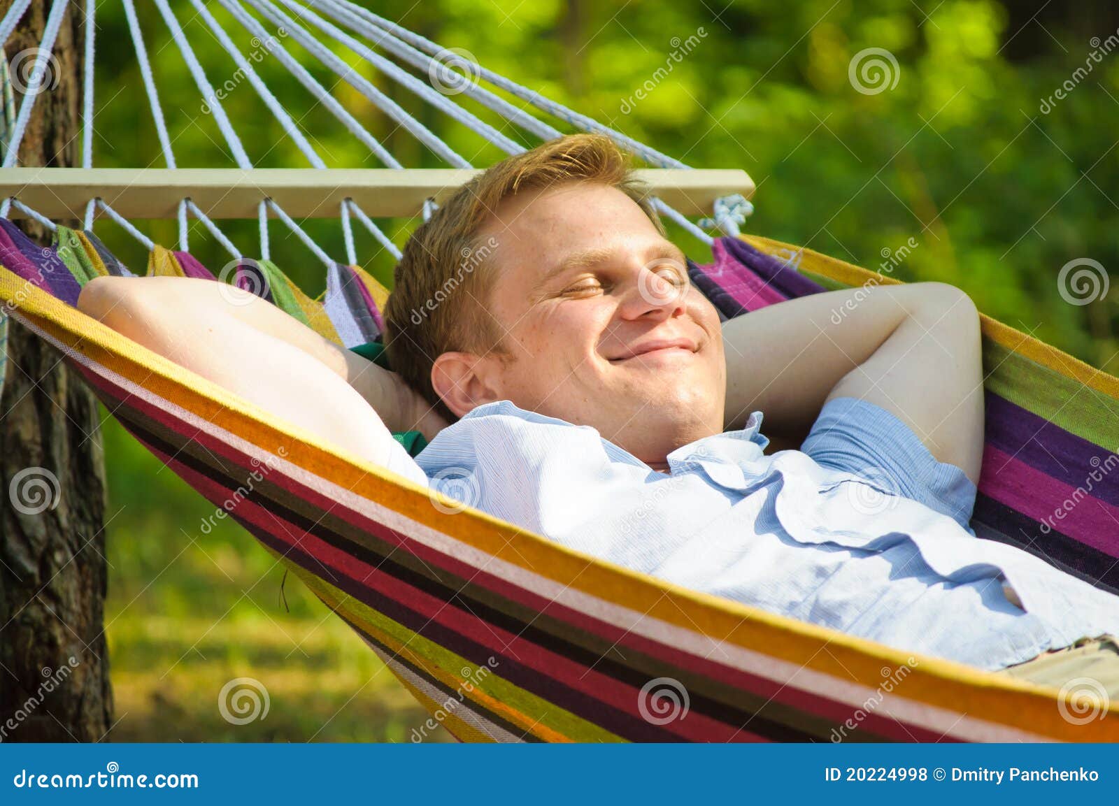 Young Man Sleeping in a Hammock Stock Photo - Image of green, male ...