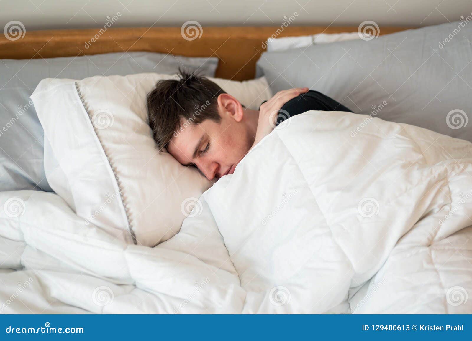 Young Man Sleeping on His Side Stock Image - Image of person, dream ...