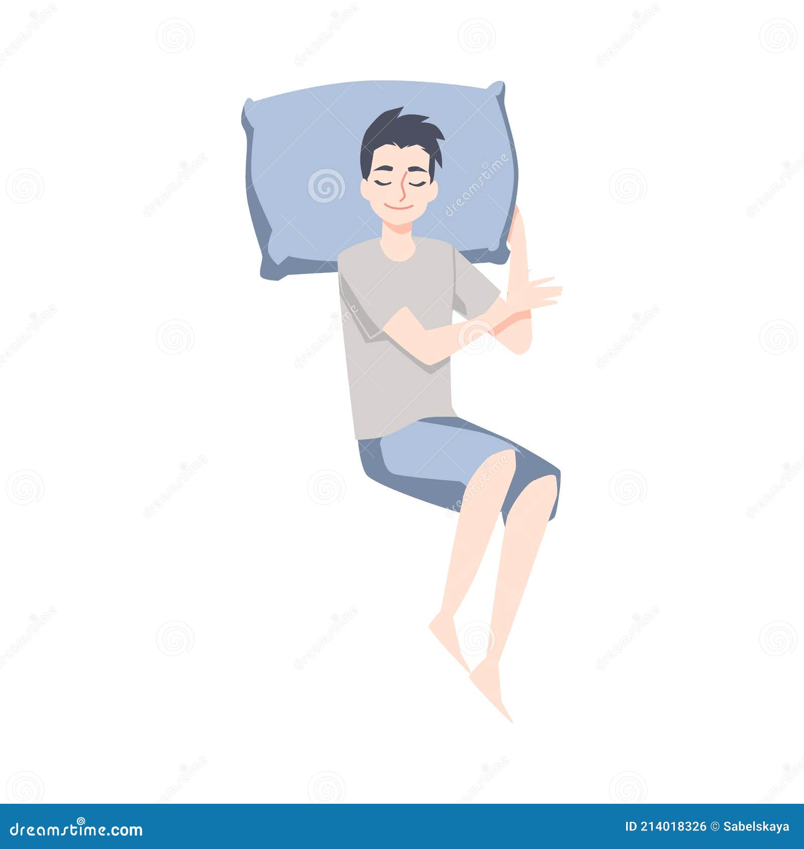 Young Man Sleeping in Pose on Back, Lying in Comfortable Posture on ...