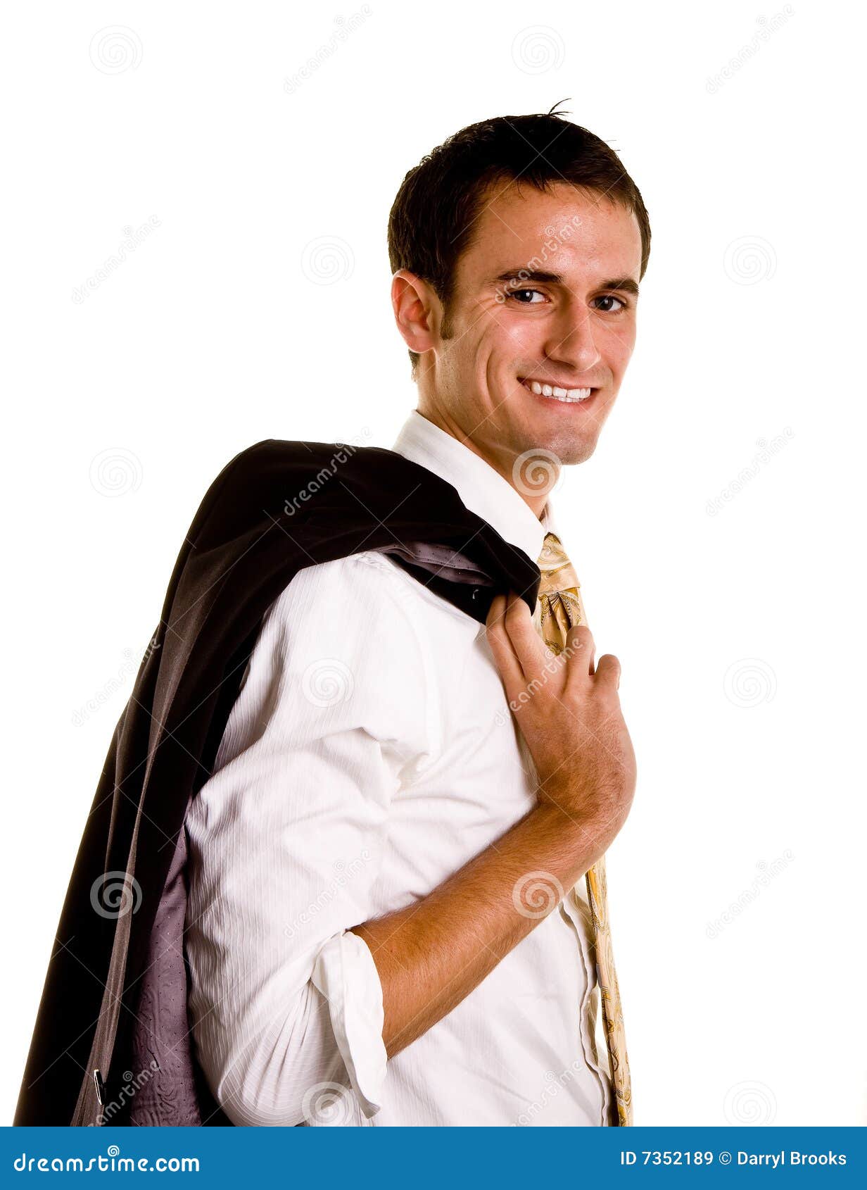Young Man Smiling with Jacket Over Shoulder Stock Image - Image of ...