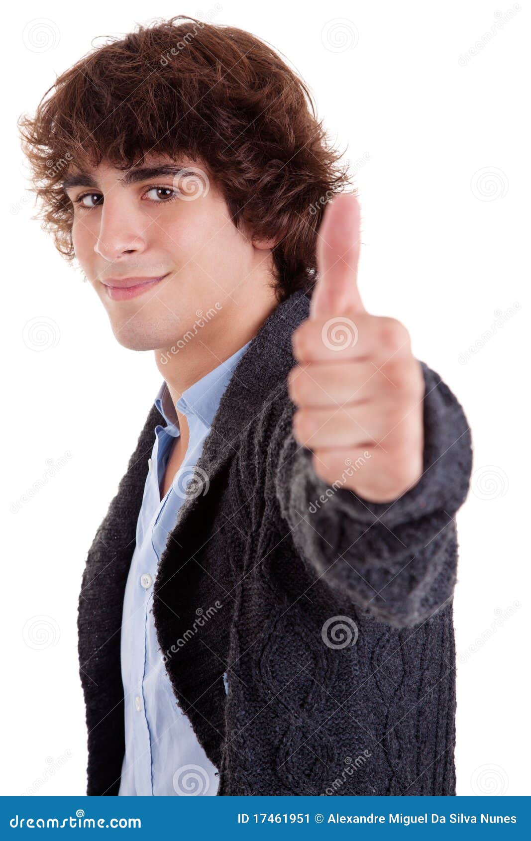 Young Man Smiling, with Thumb Up Stock Image - Image of looking, teen ...