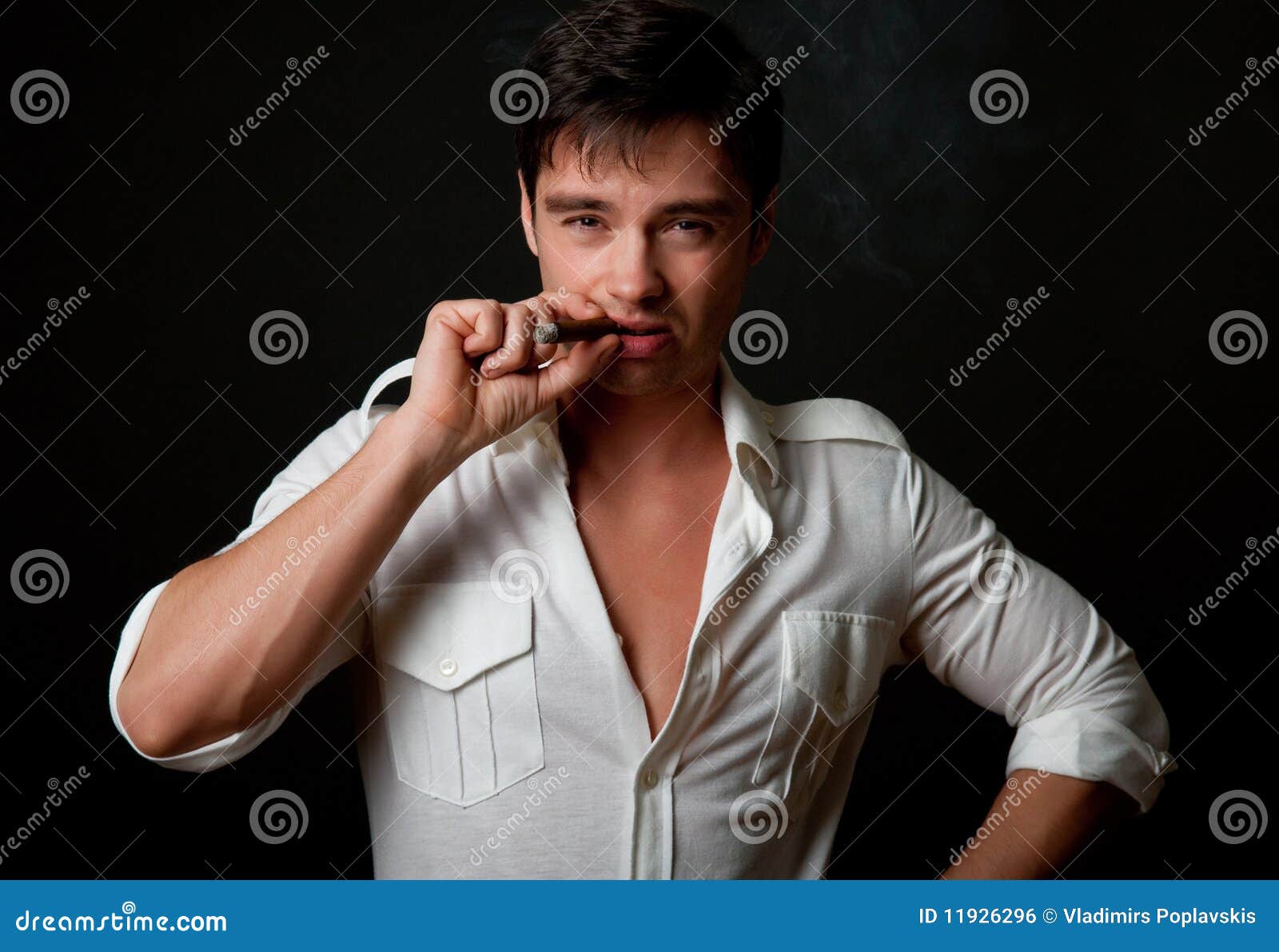 Young Man Smoking Cigarette Stock Photo - Image of lifestyle, addiction ...