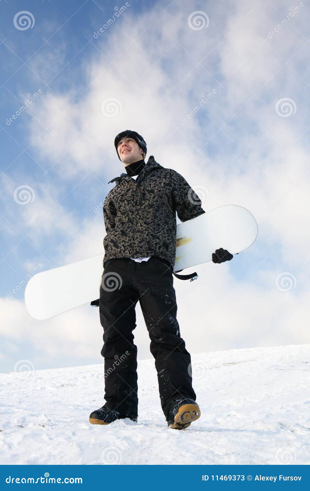 Young man on snowboard stock image. Image of white, season - 11469373