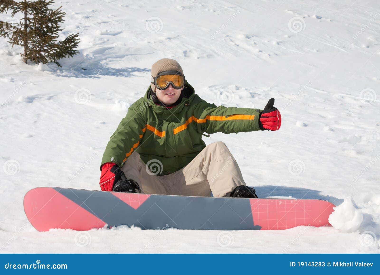 Young man with snowboard stock image. Image of resort - 19143283