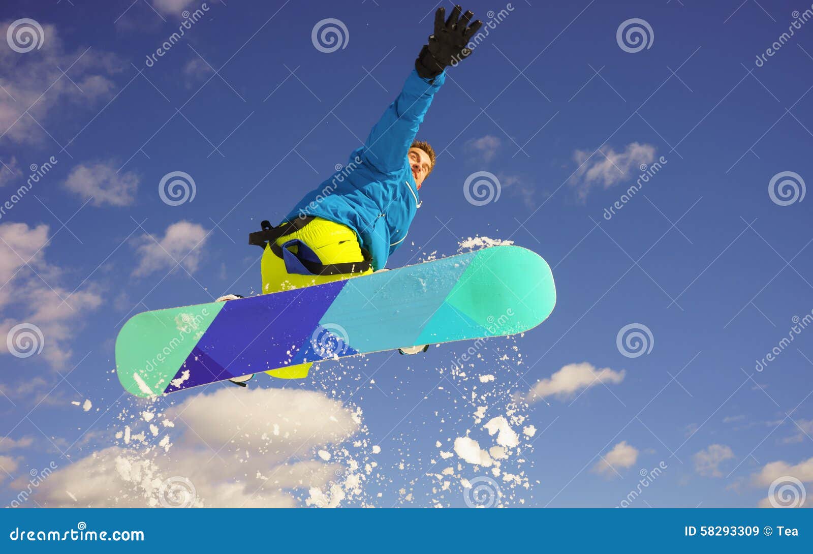 Young man on the snowboard stock image. Image of boarding - 58293309