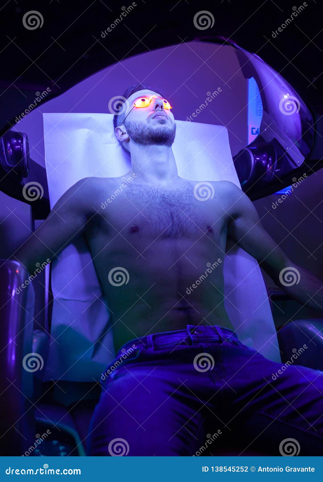Young Man at Solarium in Beauty Salon Stock Photo - Image of healthy ...
