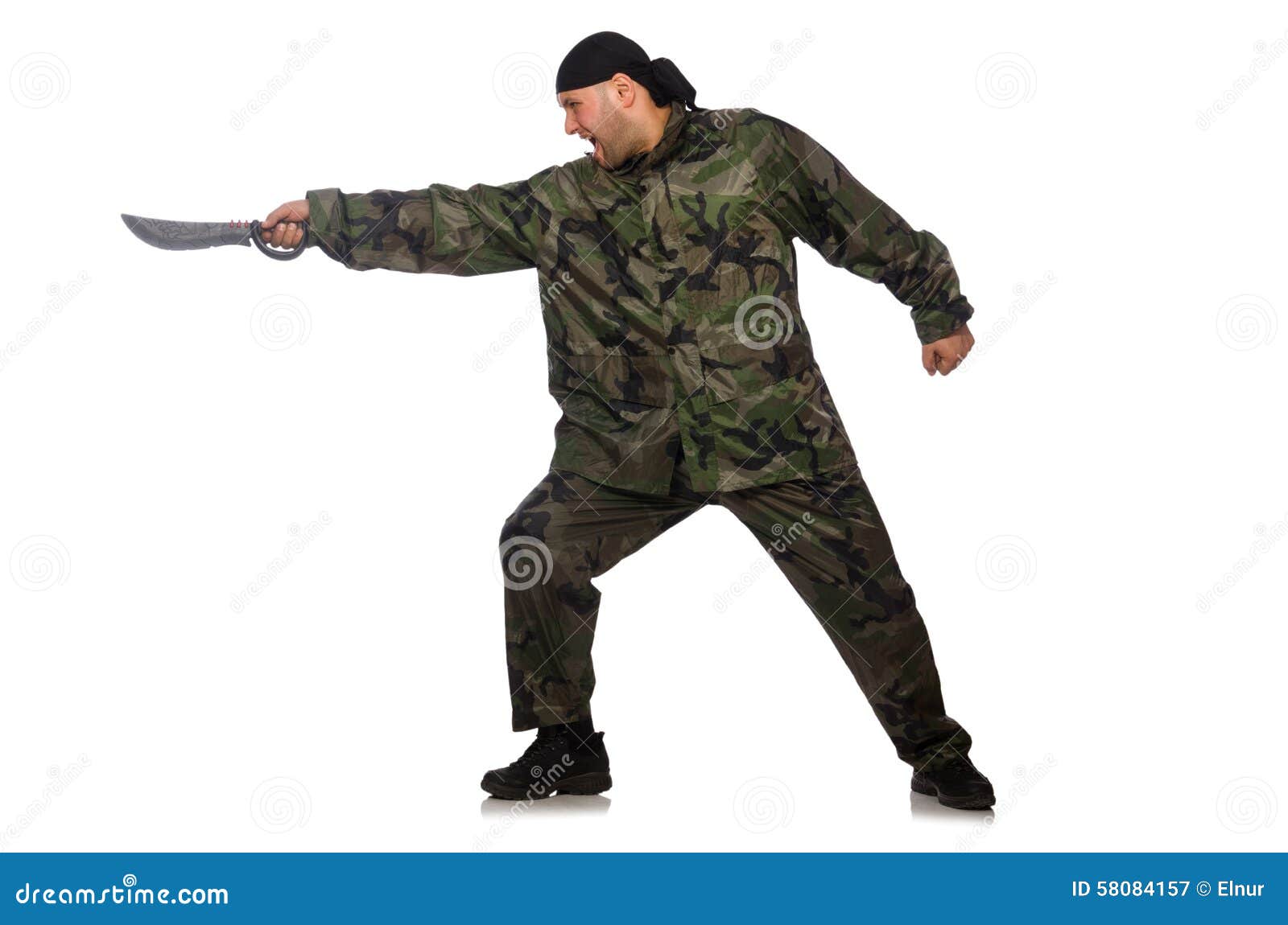 Young Man in Soldier Uniform Holding Knife Stock Image - Image of ...