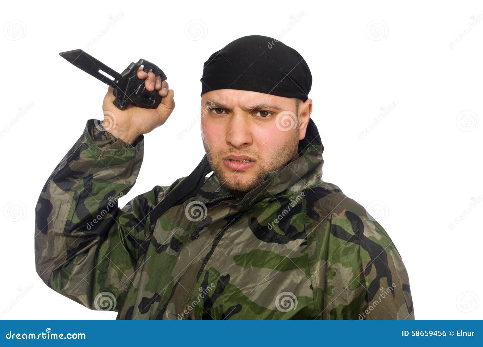 Young Man in Soldier Uniform Holding Knife Stock Photo - Image of knife ...