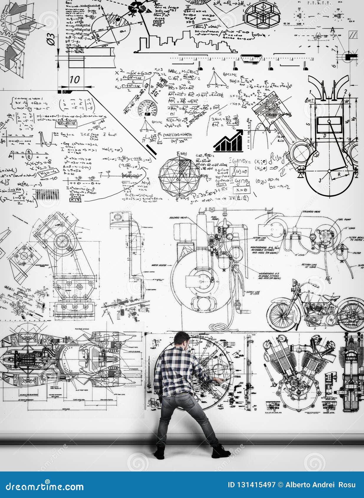 Young Man Solving Math Problema Stock Illustration - Illustration of ...