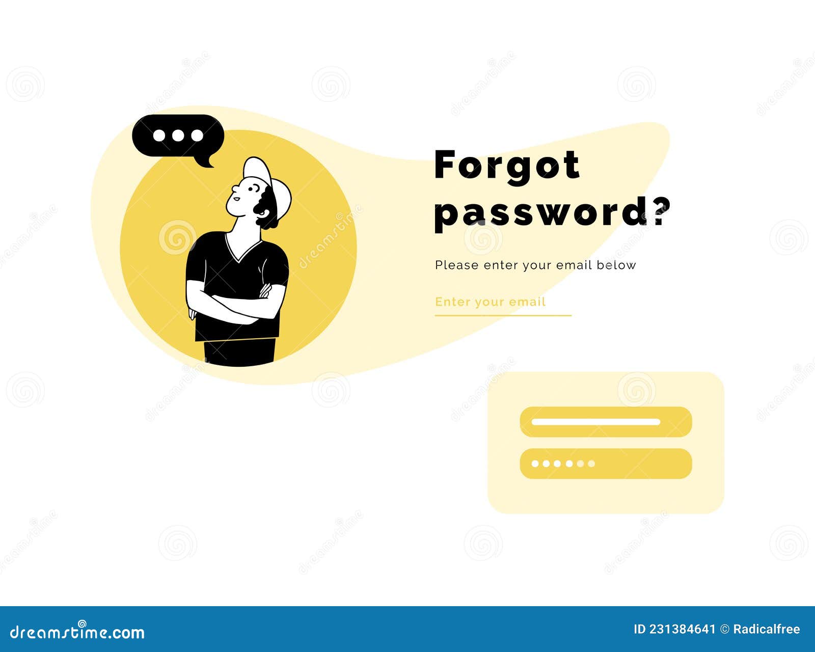 Young Man Solving Problem and Remembering Password Stock Vector ...