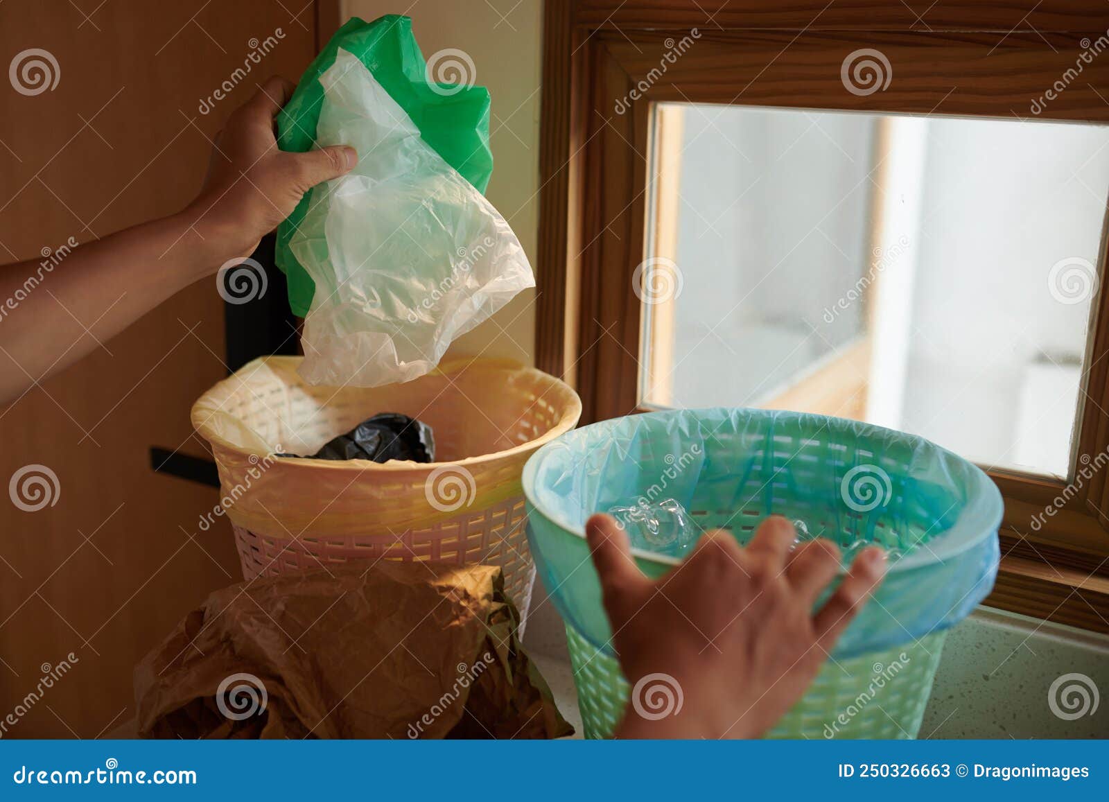 Man Sorting Garbage at Home Stock Image - Image of container, rubbish ...