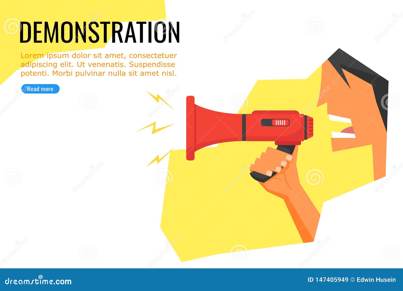 A Young Man Speaking during a Demonstration Using Megaphone Stock ...