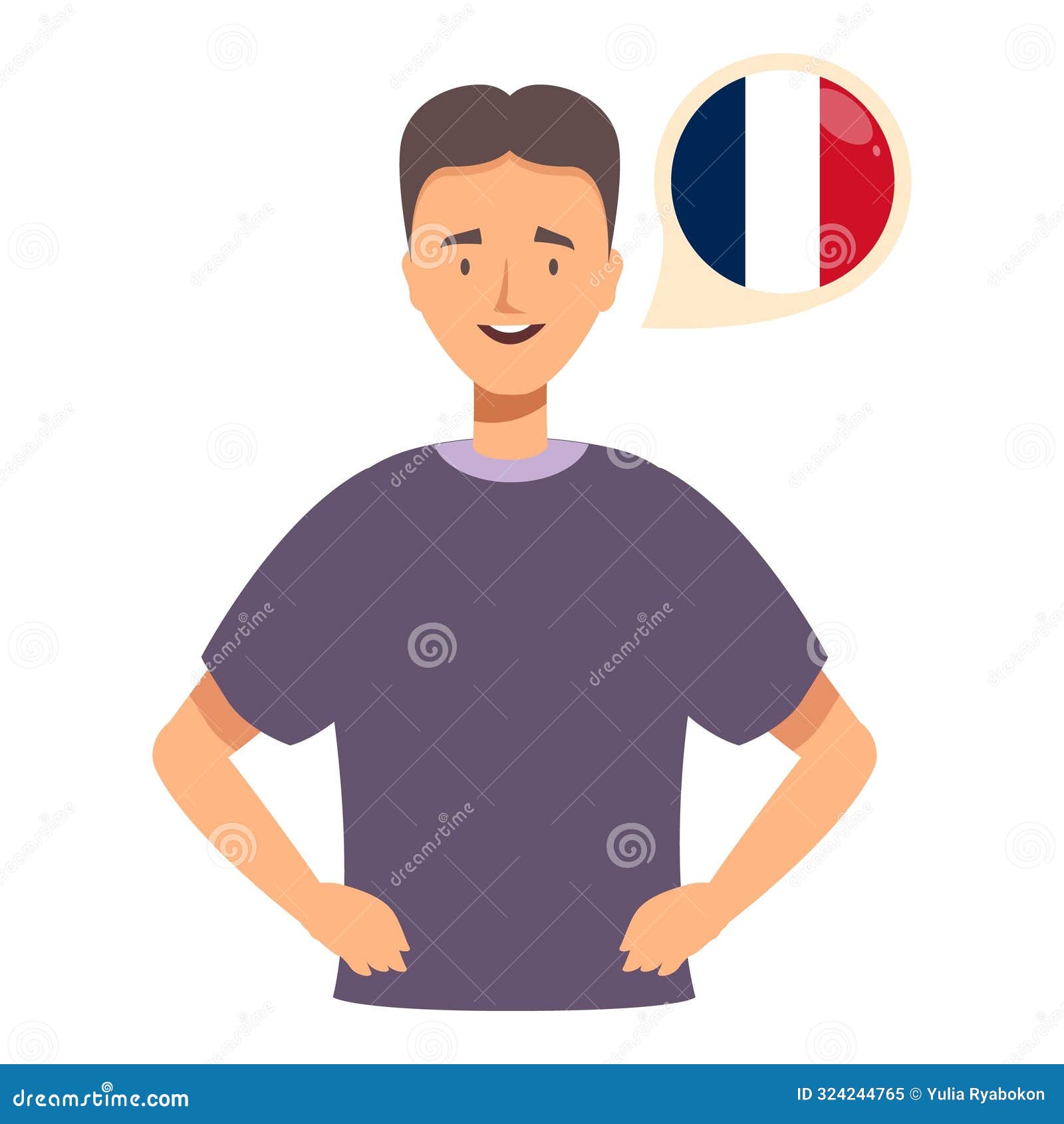 Young Man Speaking French Language Learning Concept Stock Vector ...
