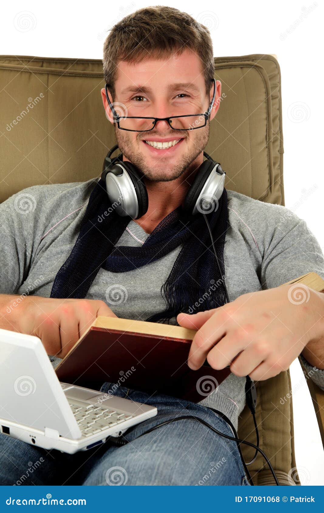 Young Man with Spectacles, Relaxing Time Stock Photo - Image of reading ...