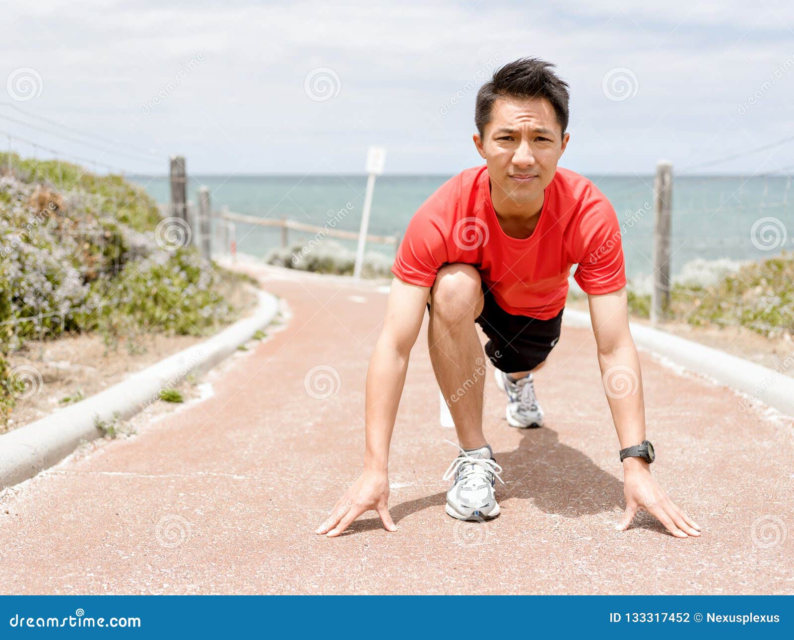 Young Man Getting Ready for a Run Stock Photo - Image of ocean, concept ...