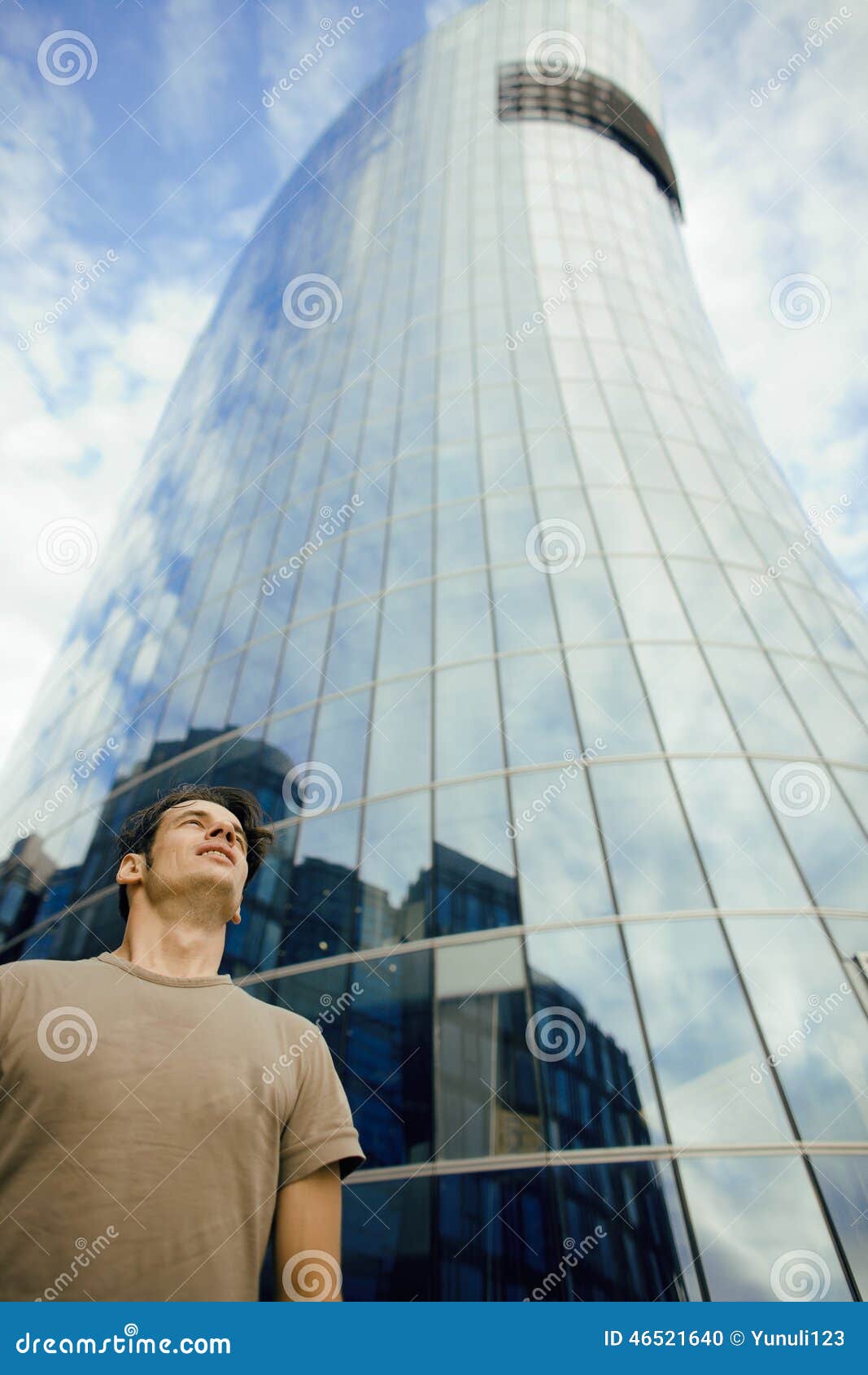 Young Man Stand in Front of Modern Business Stock Photo - Image of ...