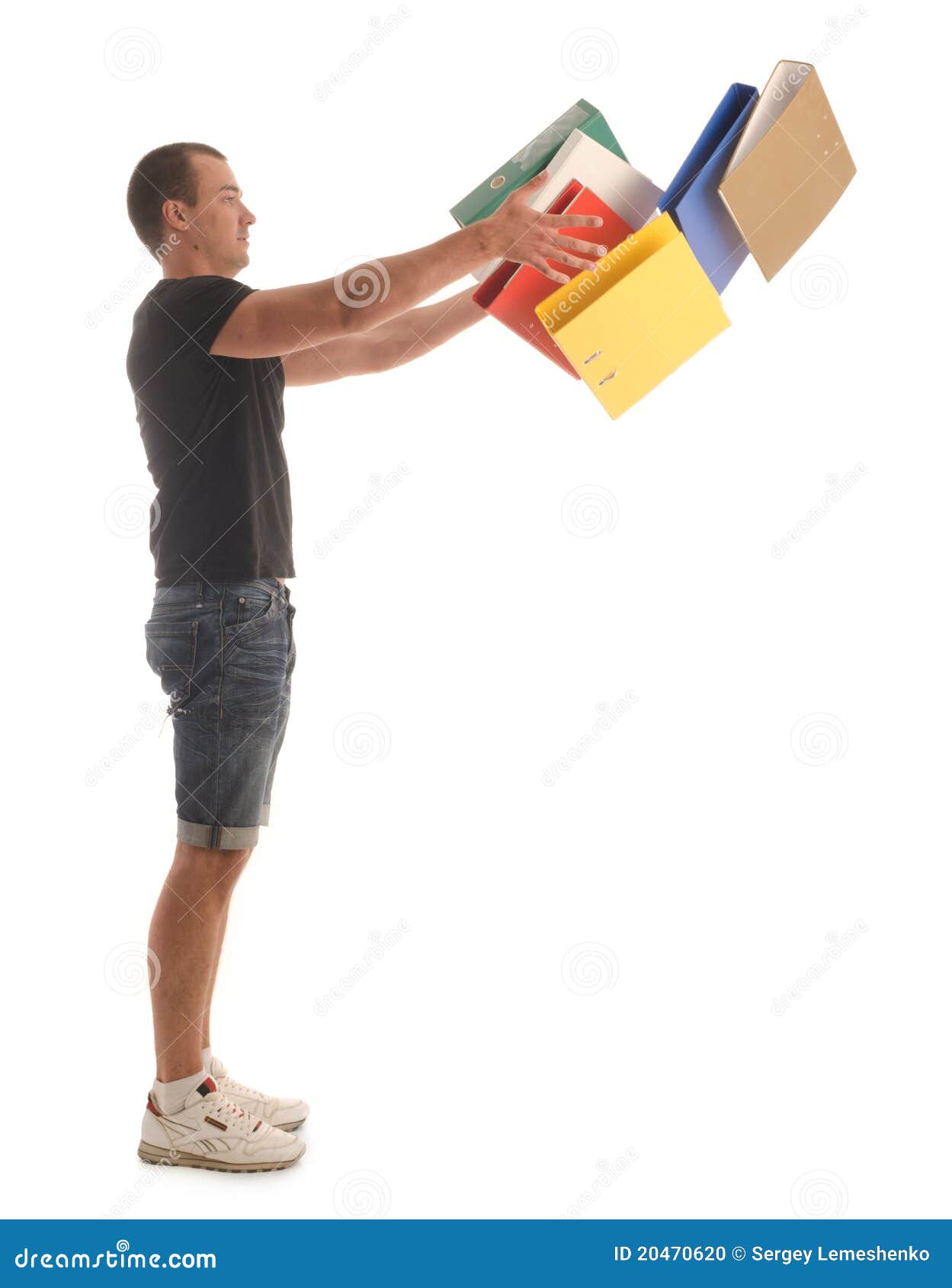 Young Man Stand Throwing Office Folders into Air Stock Photo - Image of ...