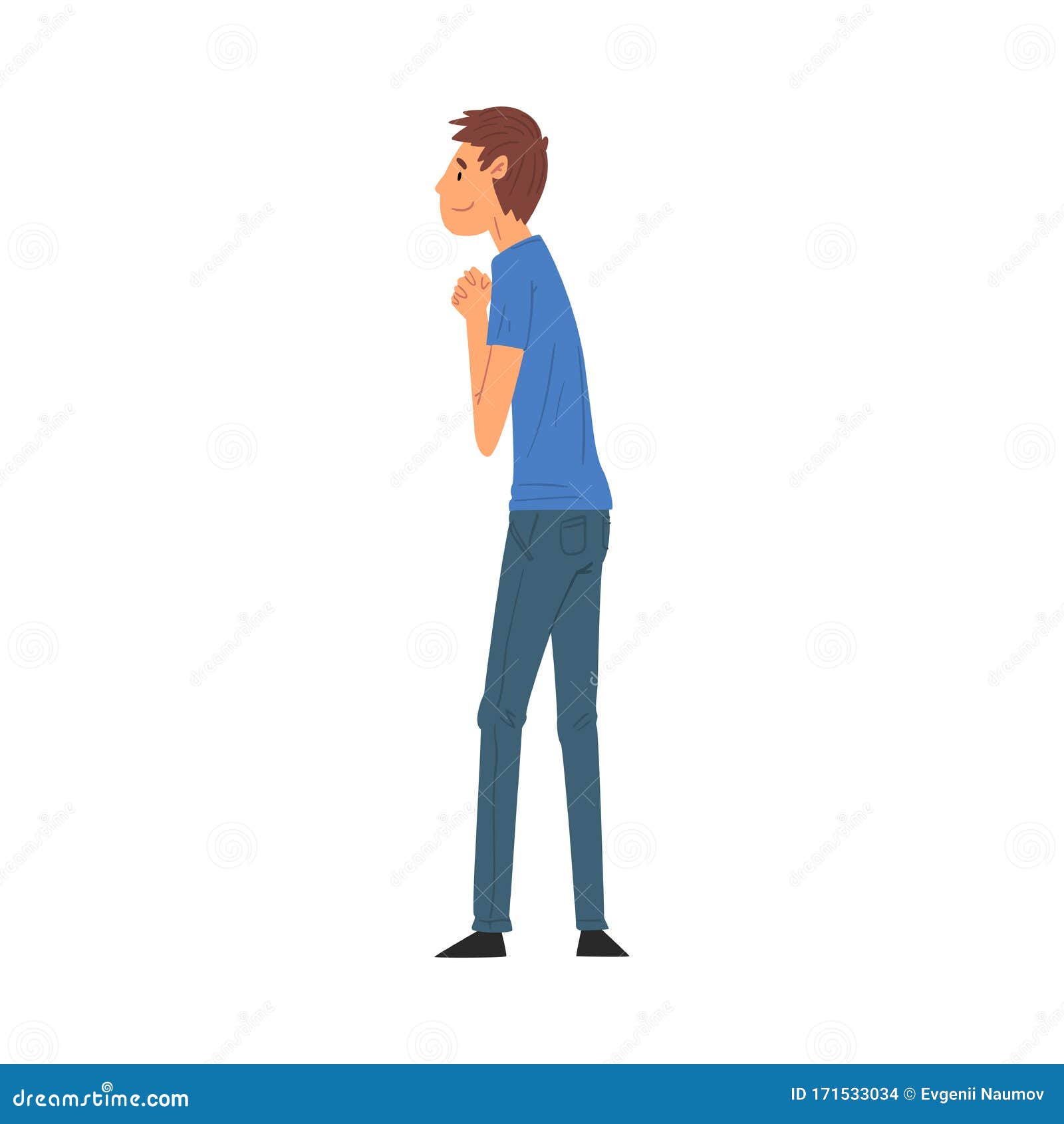 Young Man Standing Back and Looking at Something, View from Behind ...