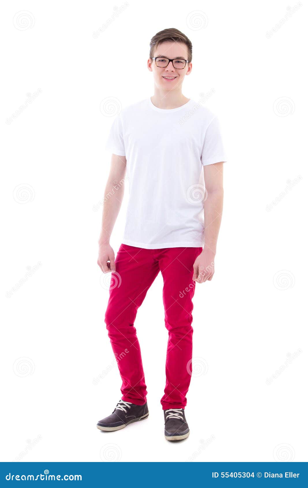 Young Man Standing Isolated on White Stock Photo - Image of fashion ...