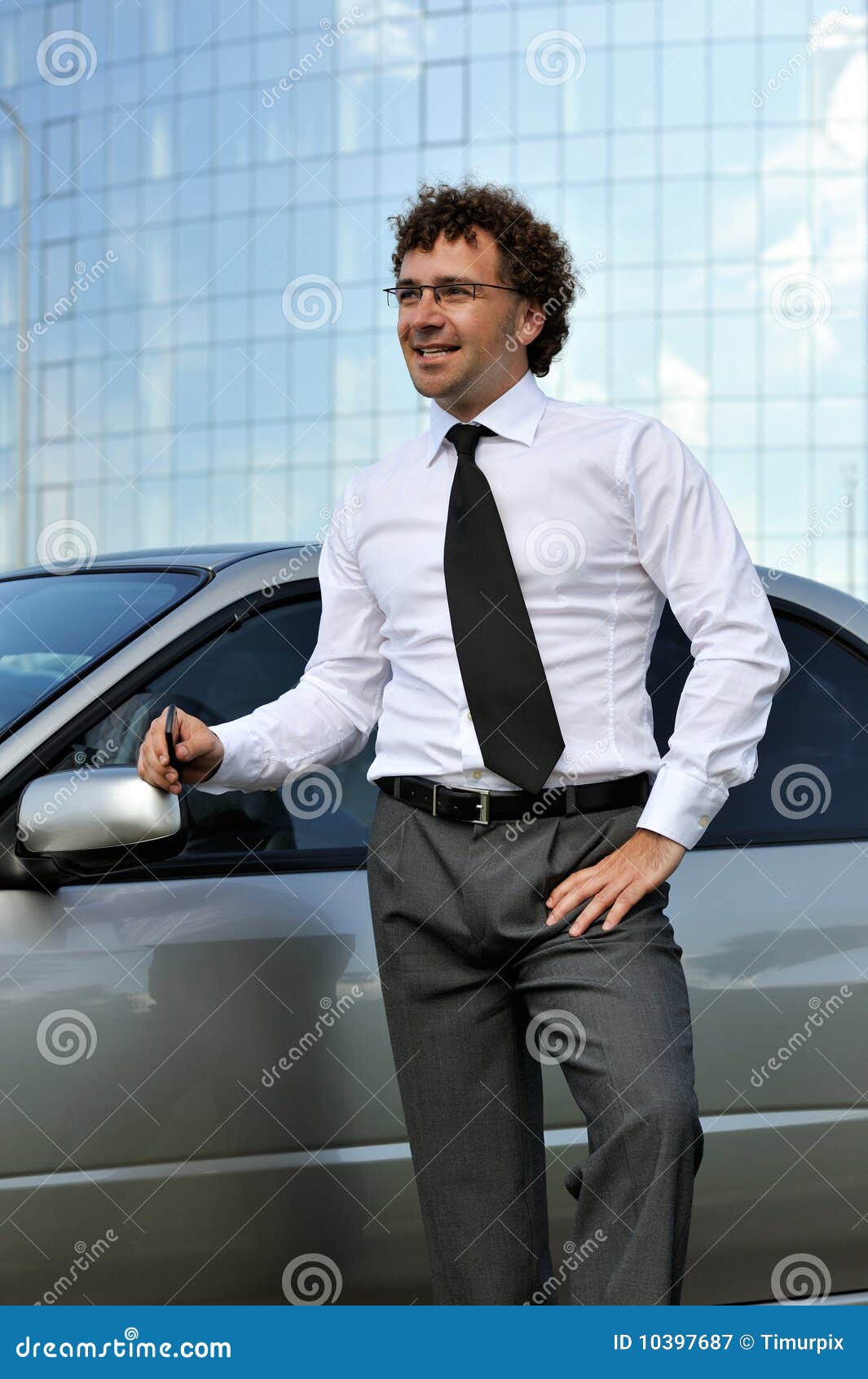 Young Man Standing Near Car Stock Image - Image of looking, cheerful ...