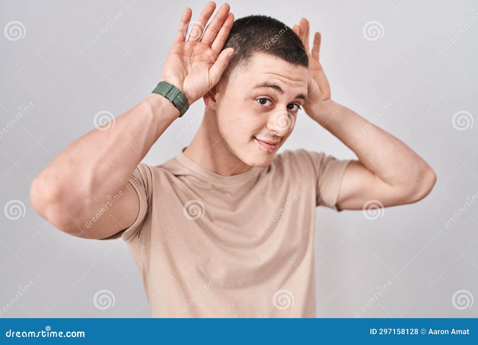 Young Man Standing Over Isolated Background Doing Bunny Ears Gesture ...