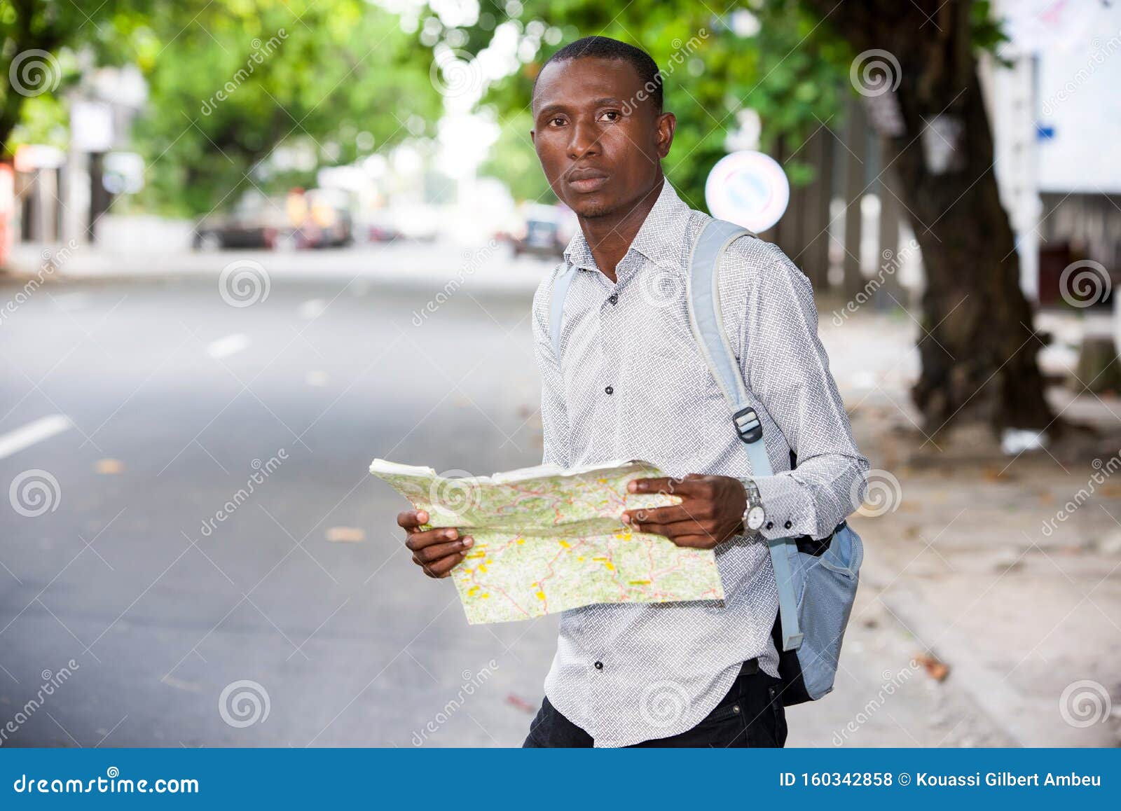 Portrait of Young Man with Map Stock Photo - Image of nature, travel ...