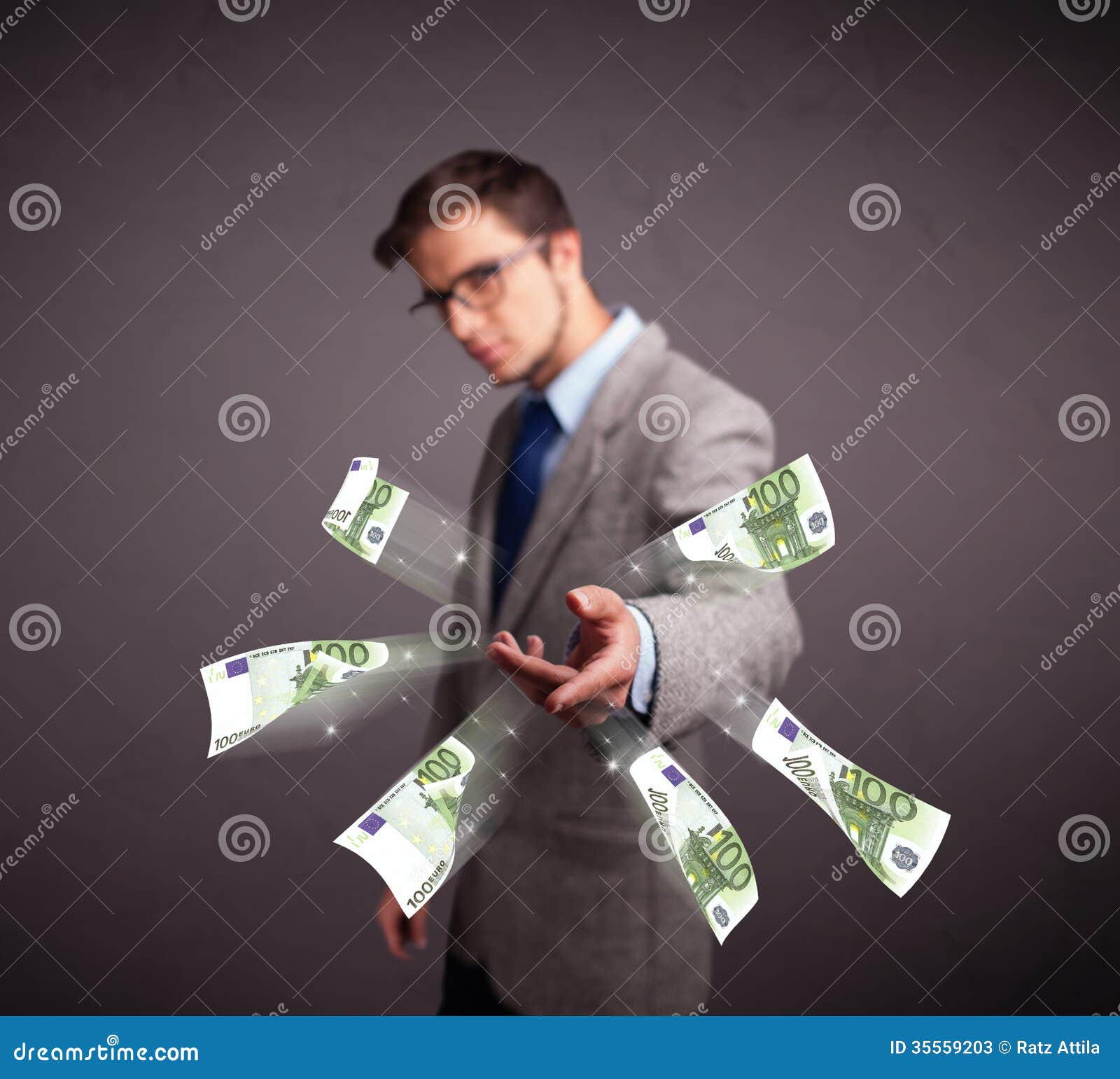 Young Man Standing and Throwing Money Stock Image - Image of flow ...