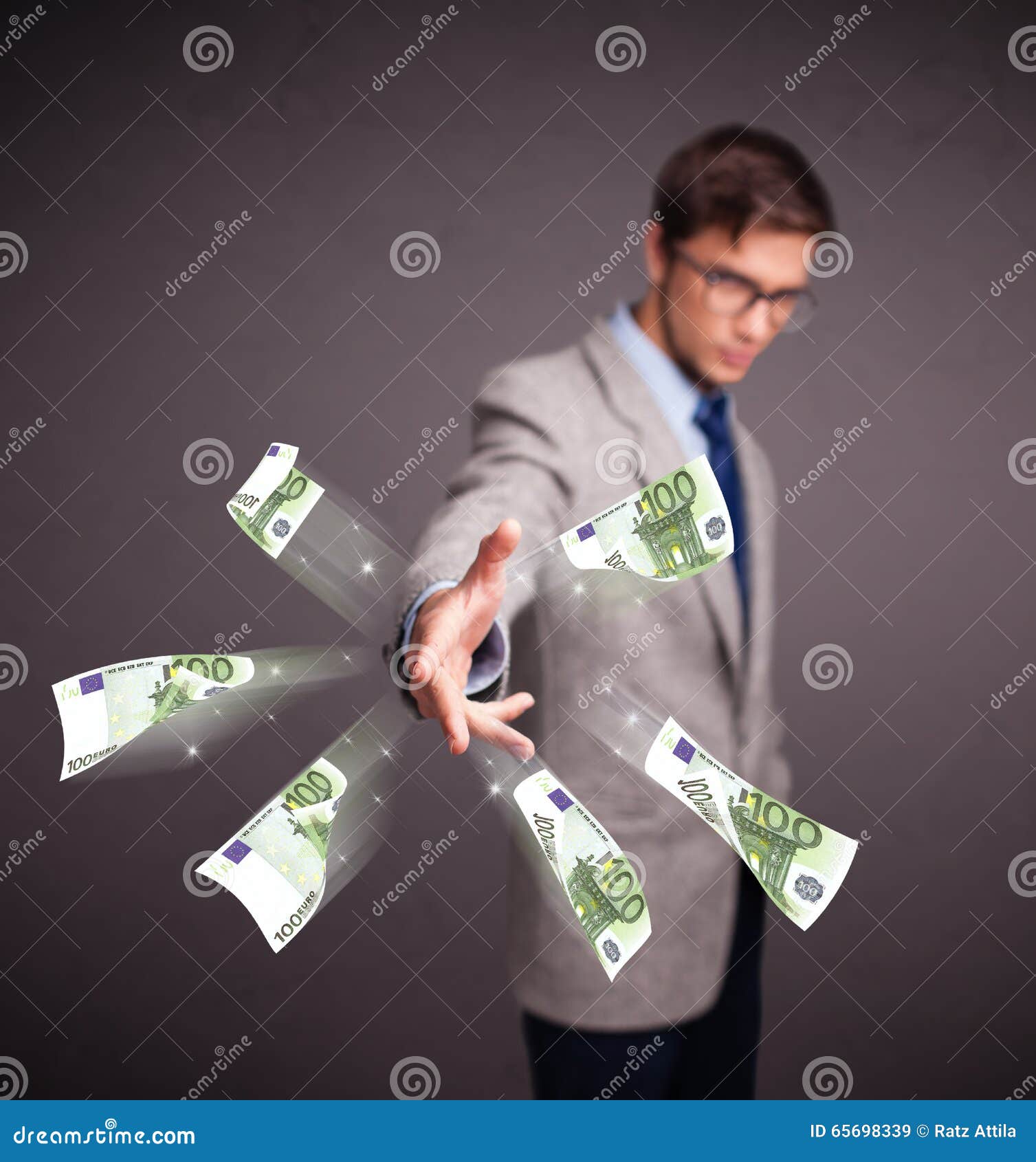Young Man Standing and Throwing Money Stock Image - Image of bank ...