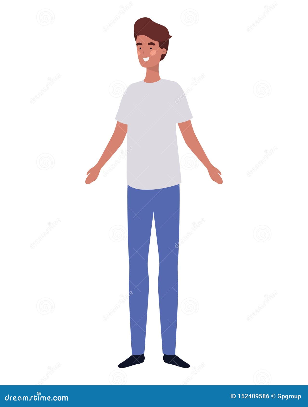 Young Man Standing in White Background Stock Vector - Illustration of ...