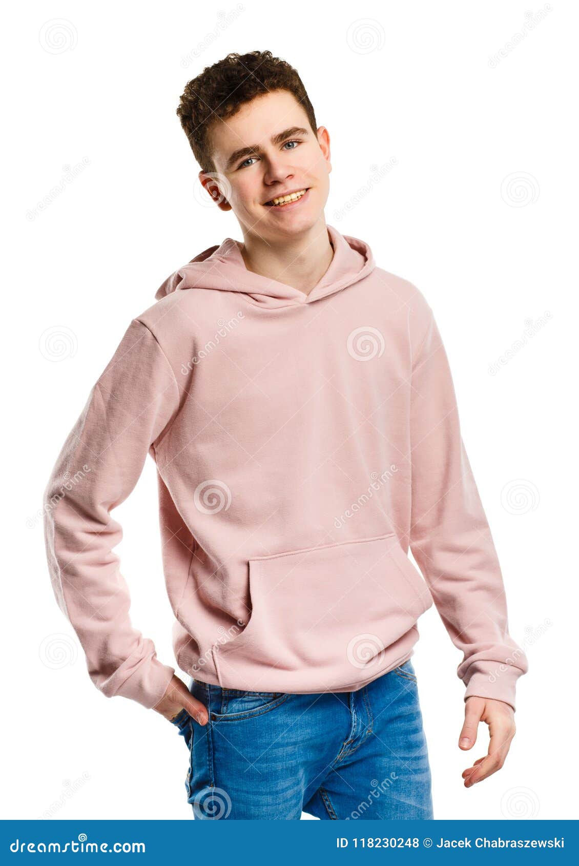 Young Man Standing on White Background Stock Photo - Image of teen ...