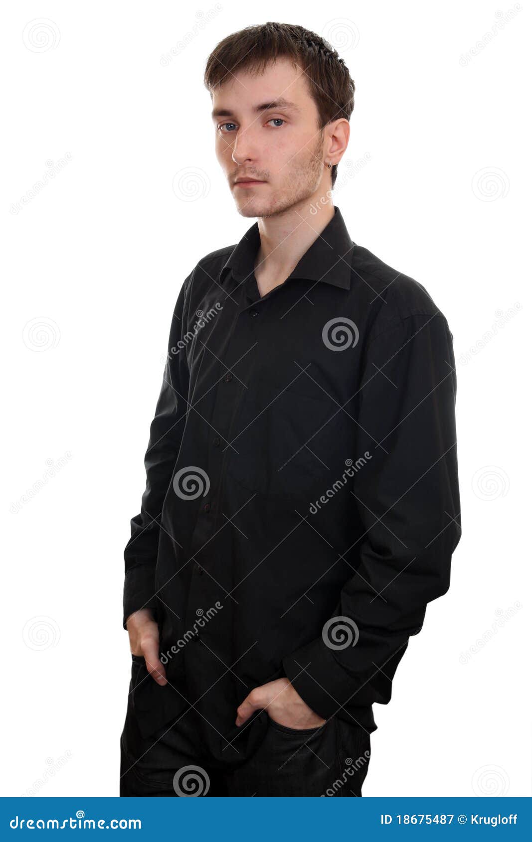 A young man stands stock image. Image of hair, teen, brunette - 18675487