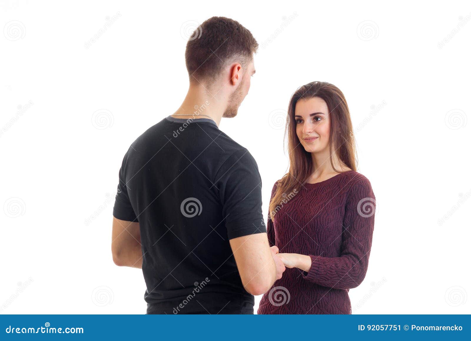A Young Man Stands Opposite the Beautiful Female Stock Image - Image of ...