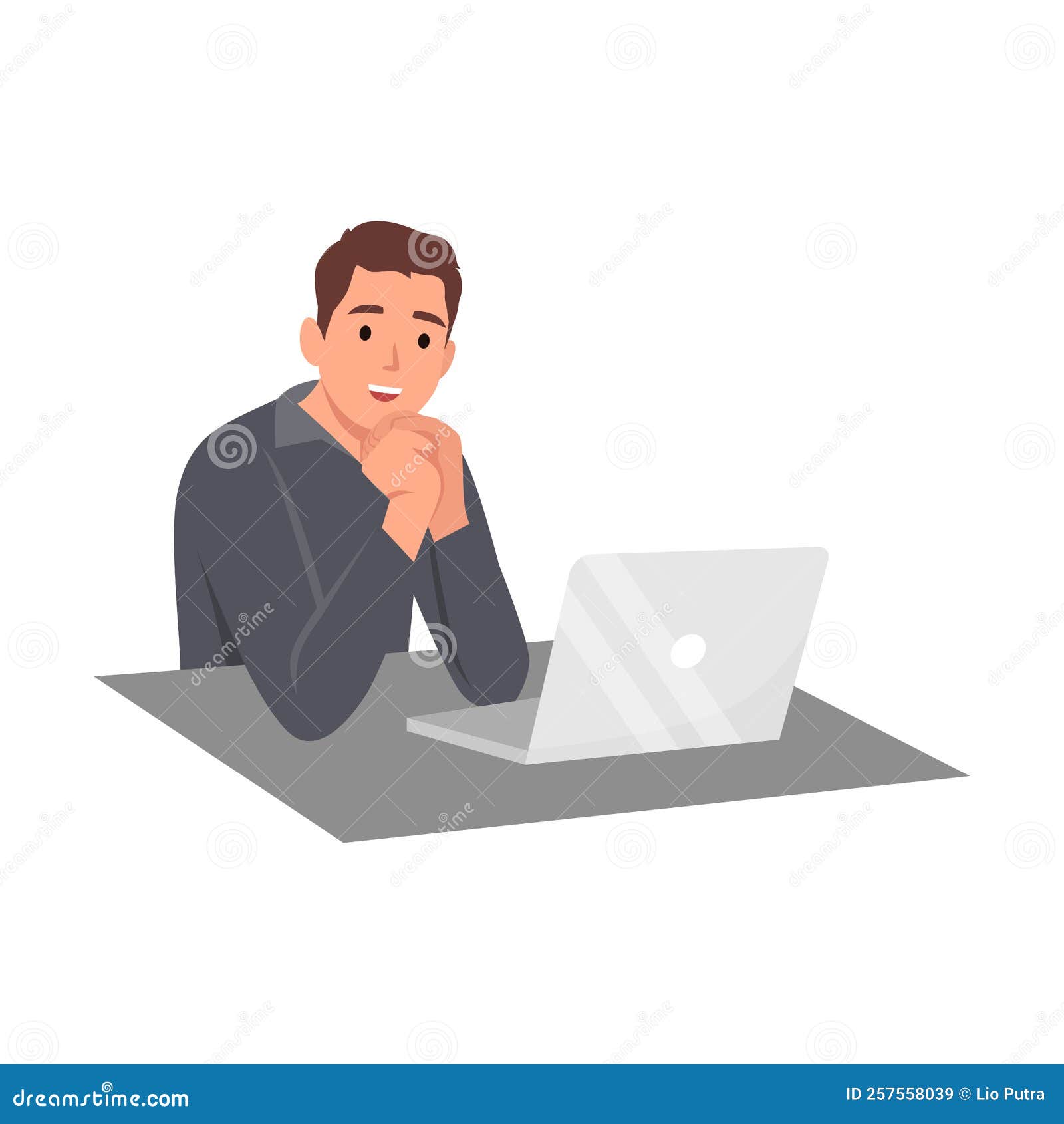 Young Man Staring at a Laptop. Man Looking at Computer Stock Vector ...