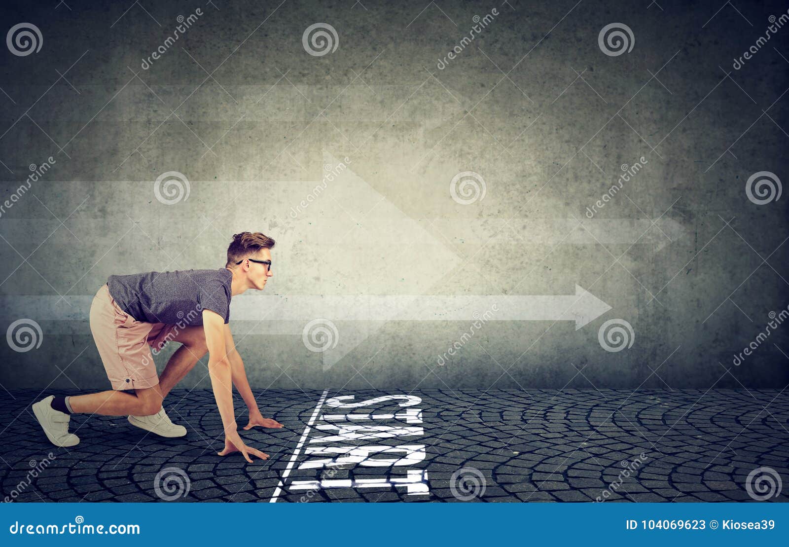 Young Man in the Starting Position Ready To Run Stock Image - Image of ...