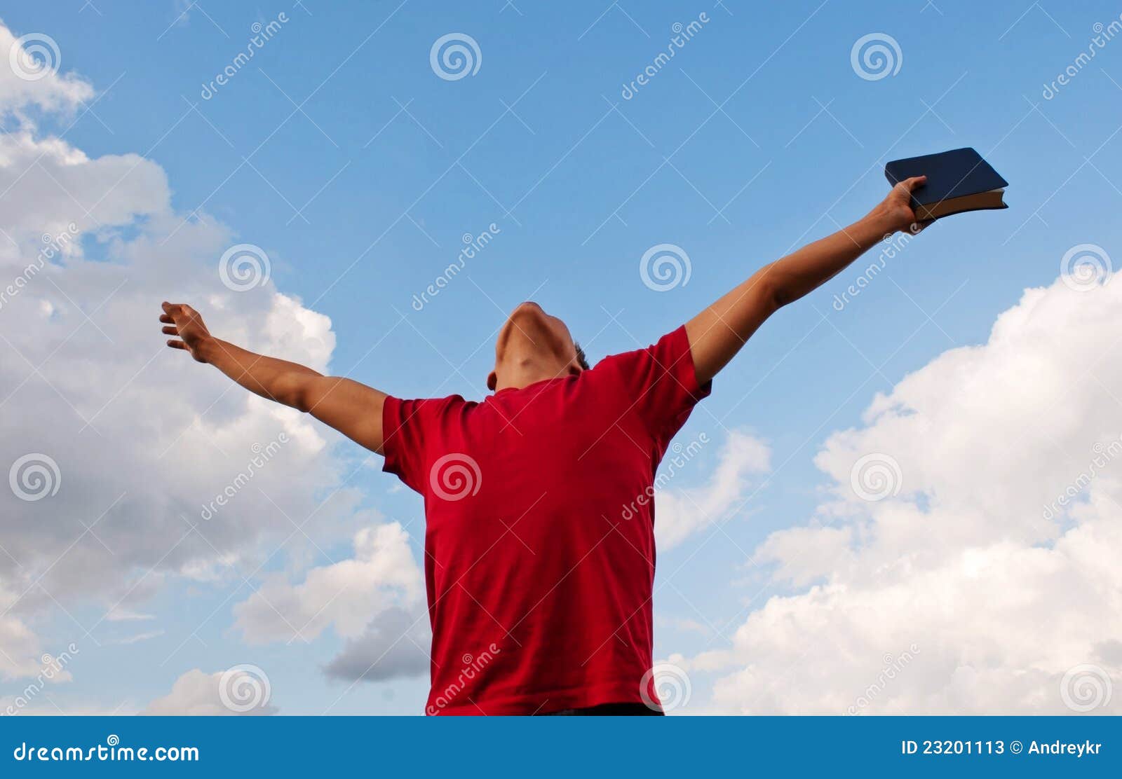 Young Man Staying with Raised Hands Stock Image - Image of arms ...