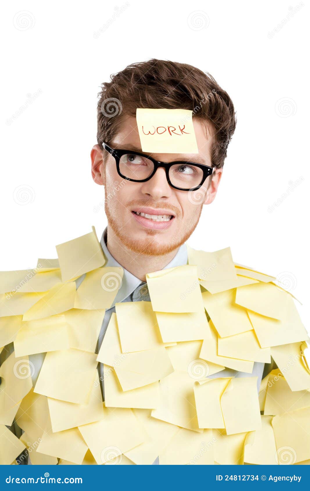 Young Man with a Sticky Note on His Face Stock Photo - Image of ...