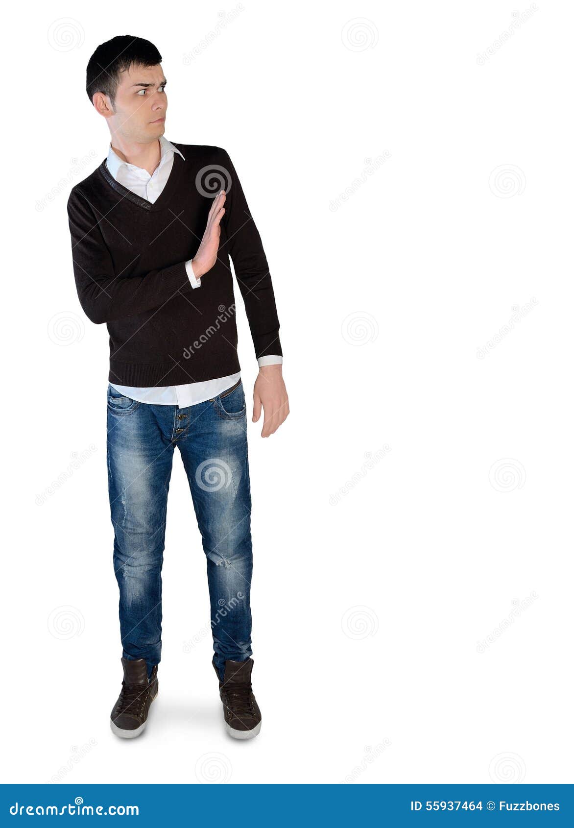 Young man stop sign stock photo. Image of hand, control - 55937464