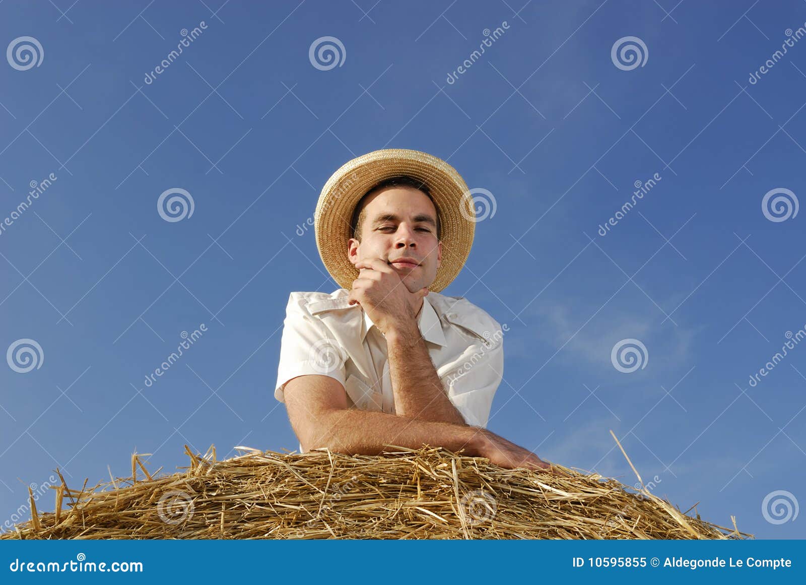 Young man with straw hat stock image. Image of happy - 10595855