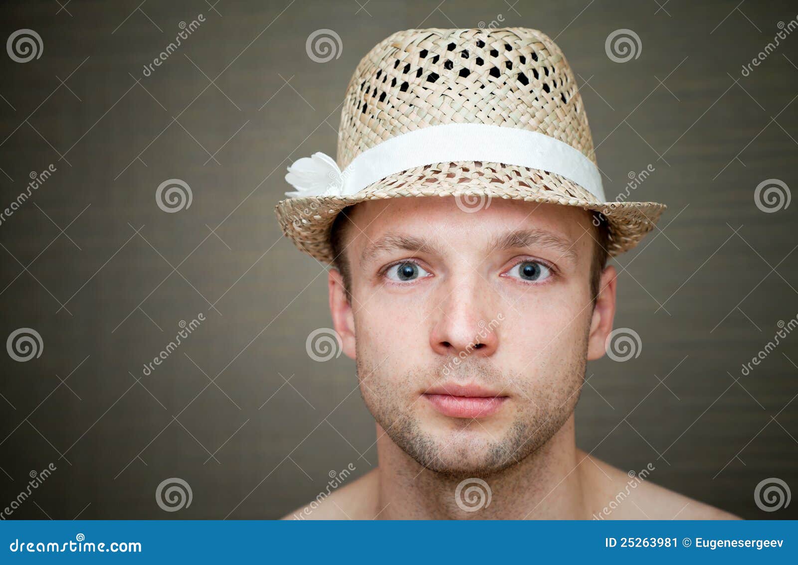 Young man in a straw hat stock image. Image of male, look - 25263981