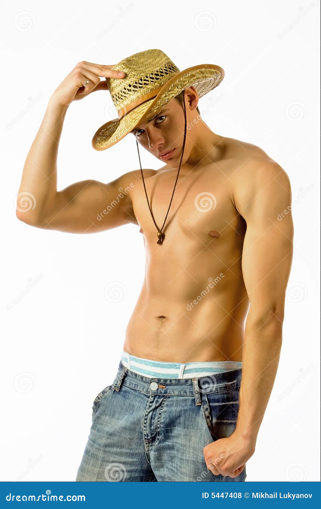 The Young Man in a Straw Hat Stock Photo - Image of alone, attractive ...