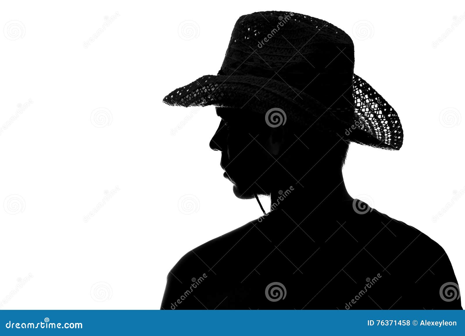 Young Man in a Straw Hat - Silhouette Stock Photo - Image of cowboy ...